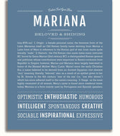 Mariana Personalized Name Meaning Art Prints – Name Stories