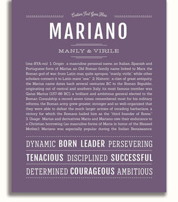 Mariano Personalized Name Meaning Art Prints – Name Stories