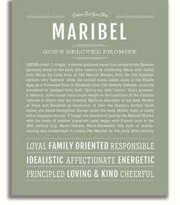 Maribel Personalized Name Meaning Art Prints – Name Stories
