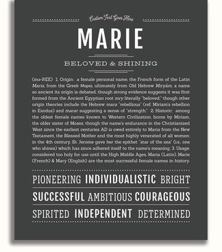 Marie Personalized Name Meaning Art Prints – Name Stories