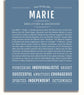 Marie Personalized Name Meaning Art Prints – Name Stories
