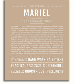 Mariel Personalized Name Meaning Art Prints – Name Stories