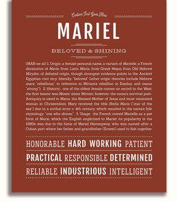 Mariel Personalized Name Meaning Art Prints – Name Stories