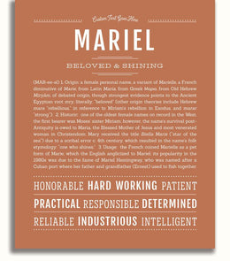Mariel Personalized Name Meaning Art Prints – Name Stories