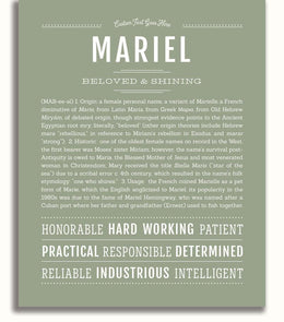 Mariel Personalized Name Meaning Art Prints – Name Stories