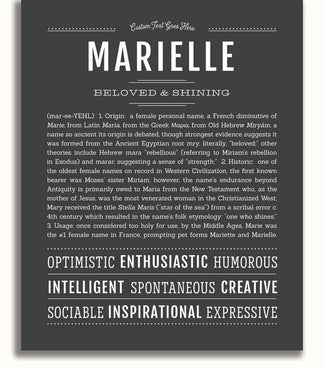 Marielle Personalized Name Meaning Art Prints – Name Stories