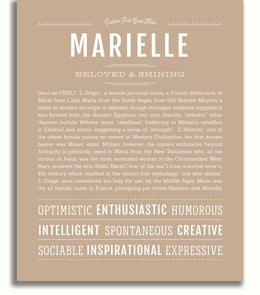 Marielle Personalized Name Meaning Art Prints – Name Stories