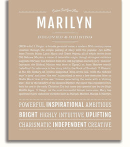 Marilyn Personalized Name Meaning Art Prints – Name Stories