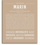 Marin Personalized Name Meaning Art Prints – Name Stories