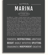Marina Personalized Name Meaning Art Prints – Name Stories