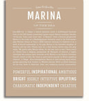 Marina Personalized Name Meaning Art Prints – Name Stories