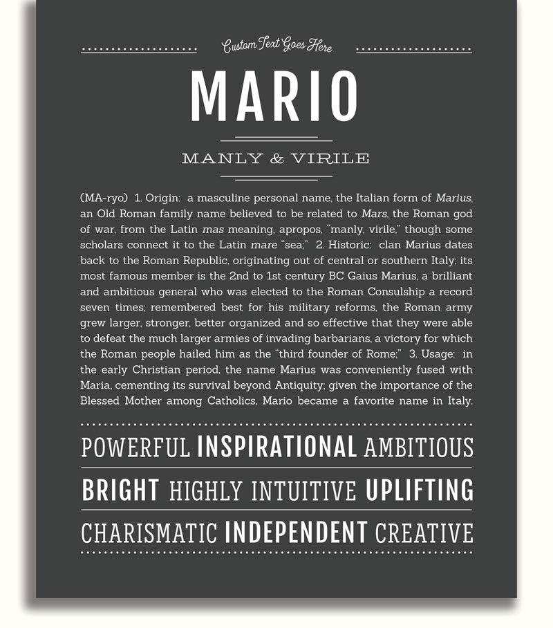 Mario Personalized Name Meaning Art Prints – Name Stories