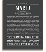 Mario Personalized Name Meaning Art Prints – Name Stories