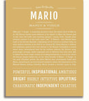 Mario Personalized Name Meaning Art Prints – Name Stories