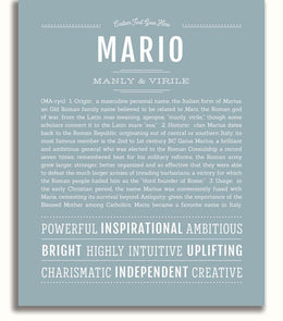 Mario Personalized Name Meaning Art Prints – Name Stories