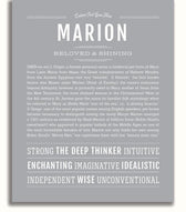 Marion Personalized Name Meaning Art Prints – Name Stories