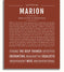 Marion Personalized Name Meaning Art Prints – Name Stories