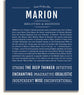Marion Personalized Name Meaning Art Prints – Name Stories