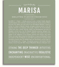 Marisa Personalized Name Meaning Art Prints – Name Stories