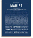 Marisa Personalized Name Meaning Art Prints – Name Stories
