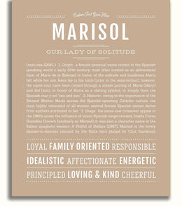 Marisol Personalized Name Meaning Art Prints – Name Stories