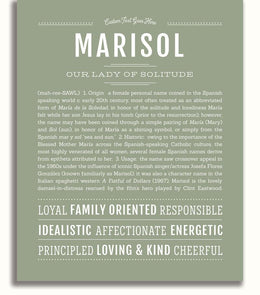 Marisol Personalized Name Meaning Art Prints – Name Stories