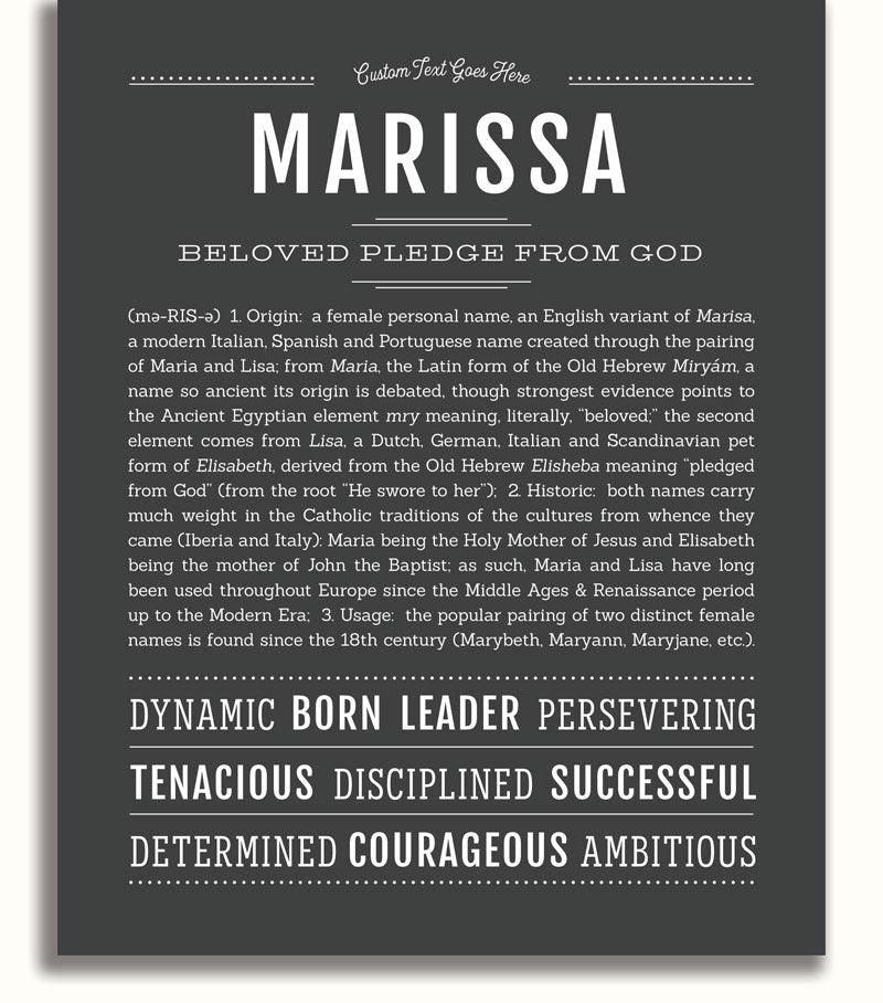 Marissa Personalized Name Meaning Art Prints – Name Stories