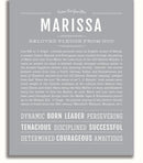 Marissa Personalized Name Meaning Art Prints – Name Stories