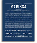 Marissa Personalized Name Meaning Art Prints – Name Stories