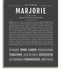 Marjorie Personalized Name Meaning Art Prints – Name Stories