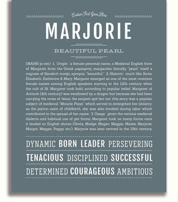 Marjorie Personalized Name Meaning Art Prints – Name Stories