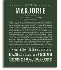 Marjorie Personalized Name Meaning Art Prints – Name Stories
