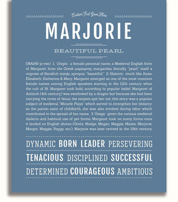 Marjorie Personalized Name Meaning Art Prints – Name Stories