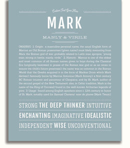 Mark Personalized Name Meaning Art Prints – Name Stories