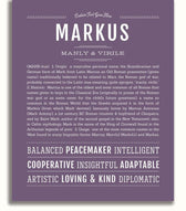 Markus Personalized Name Meaning Art Prints – Name Stories