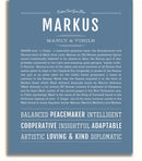 Markus Personalized Name Meaning Art Prints – Name Stories