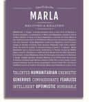 Marla Personalized Name Meaning Art Prints – Name Stories