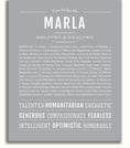 Marla Personalized Name Meaning Art Prints – Name Stories