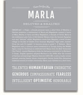 Marla Personalized Name Meaning Art Prints – Name Stories