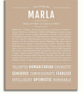 Marla Personalized Name Meaning Art Prints – Name Stories