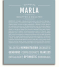Marla Personalized Name Meaning Art Prints – Name Stories