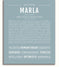Marla Personalized Name Meaning Art Prints – Name Stories