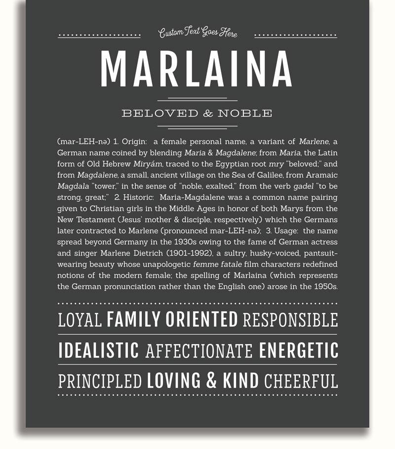 Marlaina Personalized Name Meaning Art Prints – Name Stories