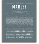 Marlee Personalized Name Meaning Art Prints – Name Stories
