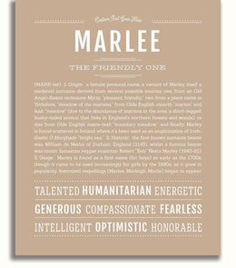 Marlee Personalized Name Meaning Art Prints – Name Stories