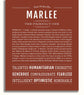 Marlee Personalized Name Meaning Art Prints – Name Stories