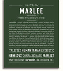 Marlee Personalized Name Meaning Art Prints – Name Stories