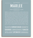 Marlee Personalized Name Meaning Art Prints – Name Stories