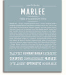 Marlee Personalized Name Meaning Art Prints – Name Stories