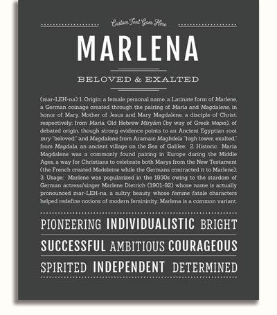 Marlena Personalized Name Meaning Art Prints – Name Stories